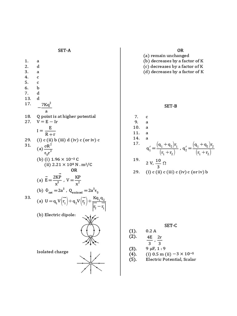 15 09 2025 Xii Physics Subjective Answer Key | PDF | Chess Openings ...