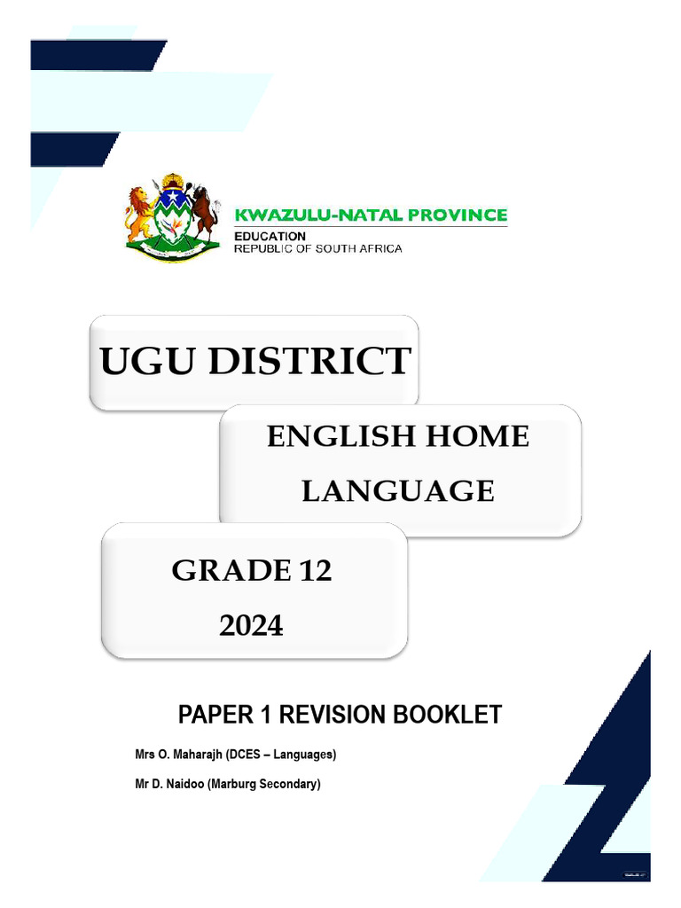 Ugu Paper 1 Revision Booklet | PDF | Subject (Grammar) | Verb