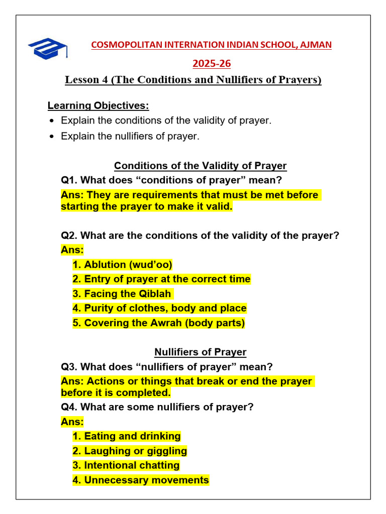 2 The Conditions and Nullifiers of Prayers (Notes) | PDF