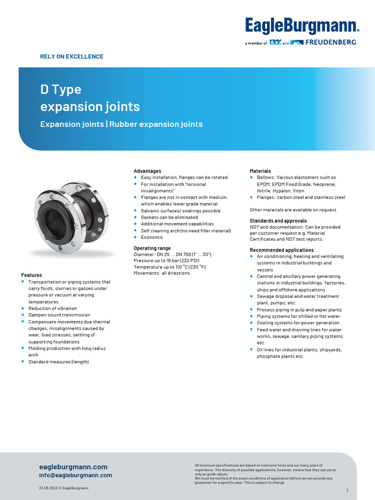 EagleBurgmann - D Type Expansion Joints - EN | PDF | Mechanical ...