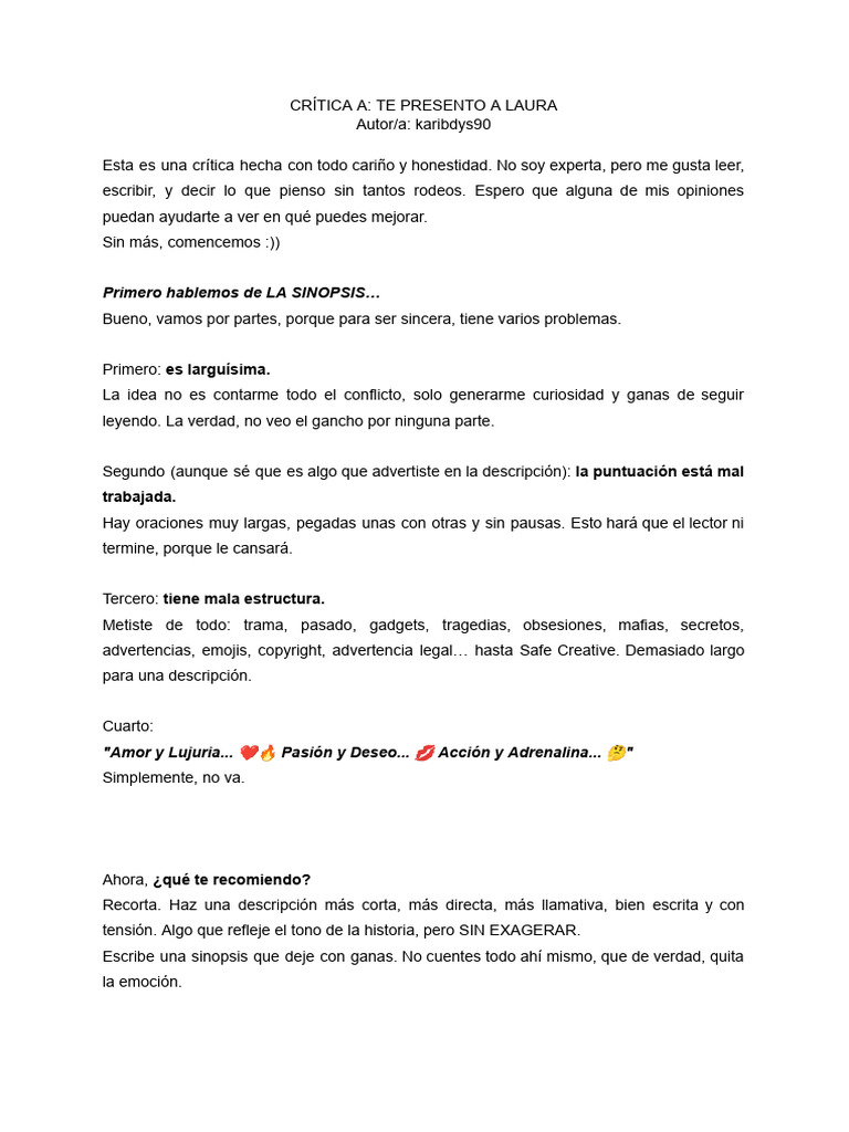 Crítica A - Te Presento A Laura | PDF