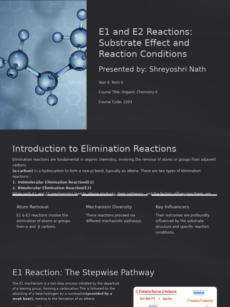 E1 and E2 Reactions: Substrate Effects | PDF | Chemical Reactions | Alkene
