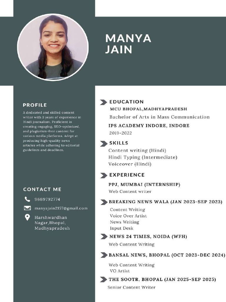 Manya Jain CV | PDF