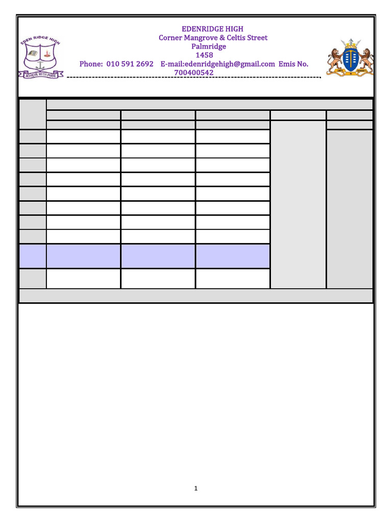 Grade 12 Timetable 20 September 2025 - 092905 | PDF