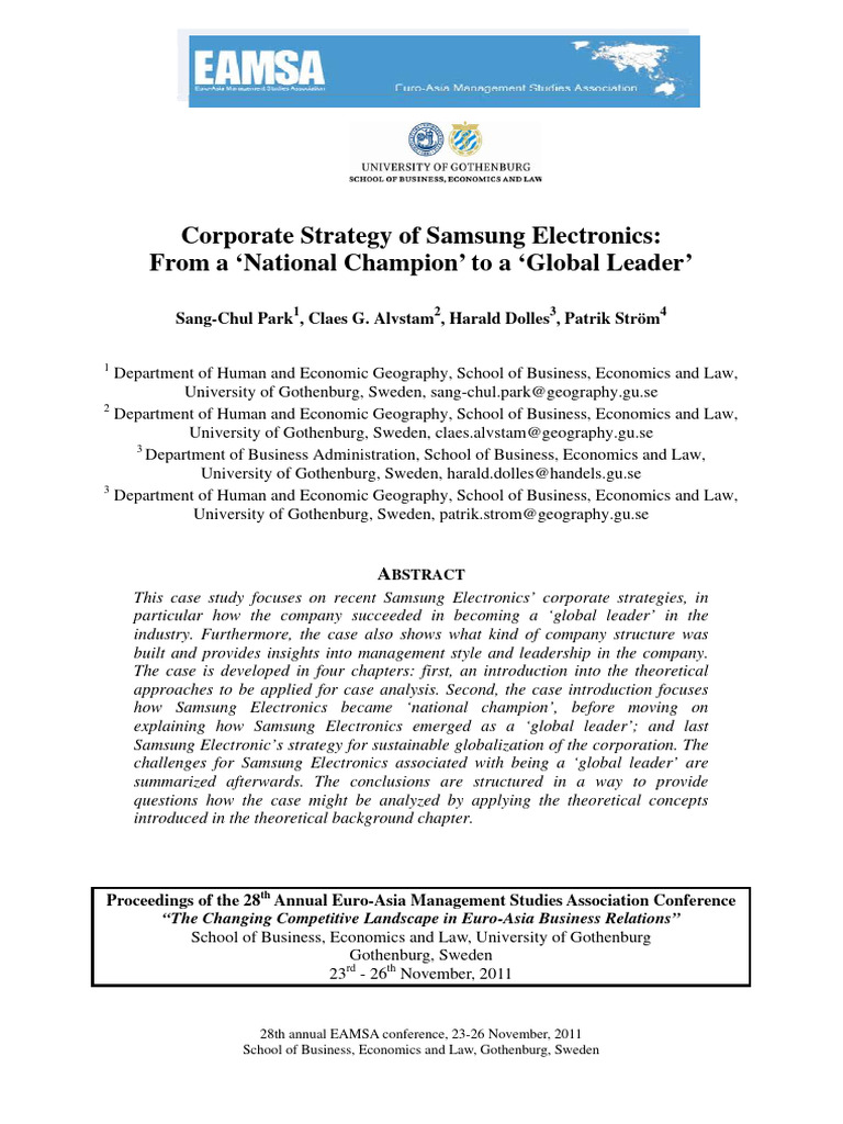 Corporate Strategy of Samsung Electronic | PDF | Internationalization ...