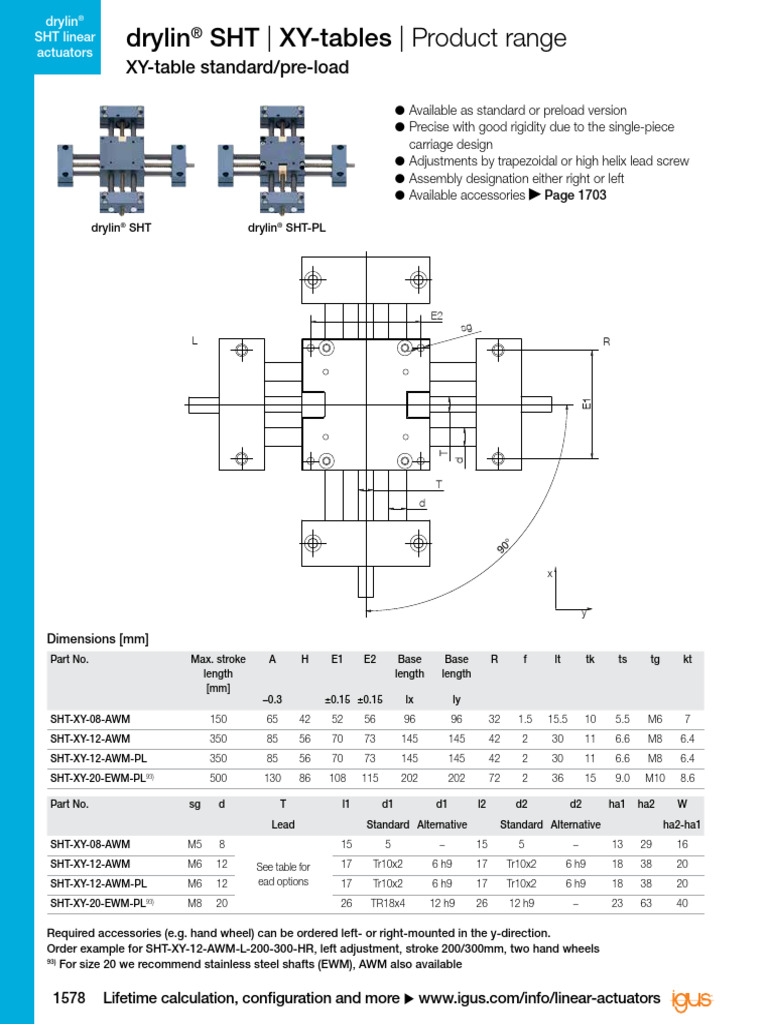DRE CAT Drylin SHT XY Slide Table Catalog en 1 | PDF | Mechanical ...