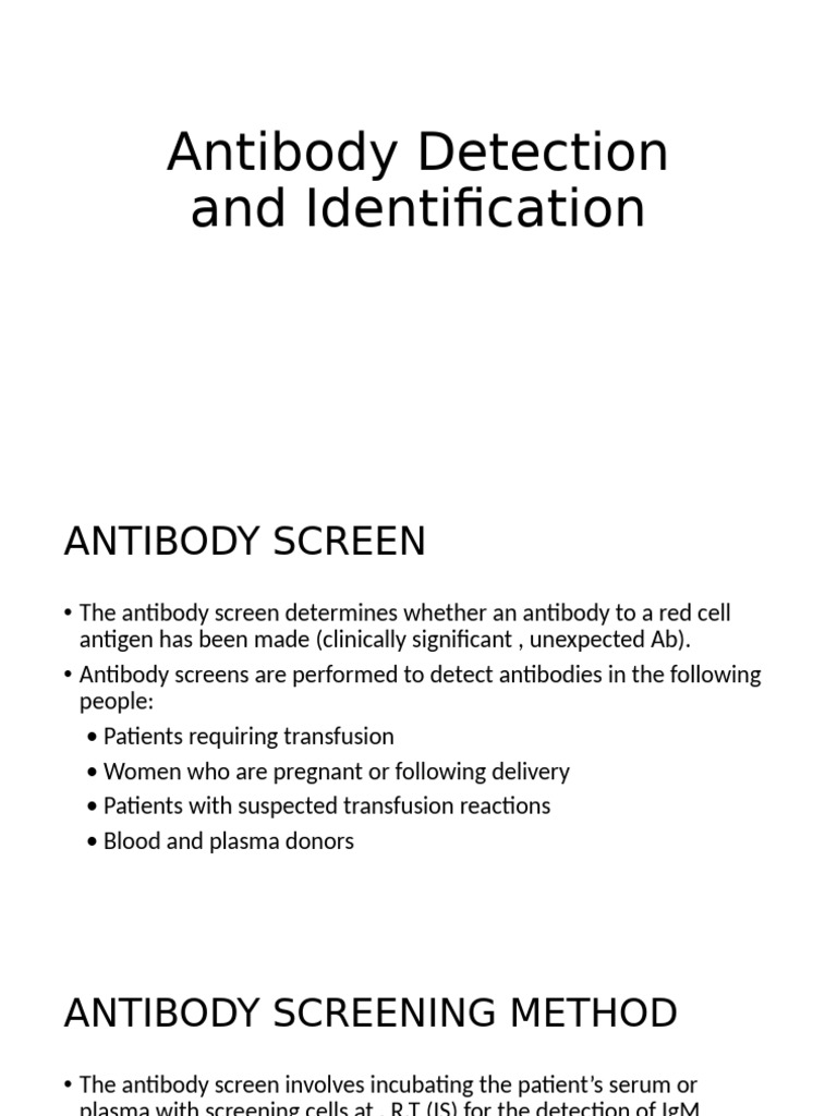 Antibody Detection and Identification | PDF | Anatomy | Body Fluids