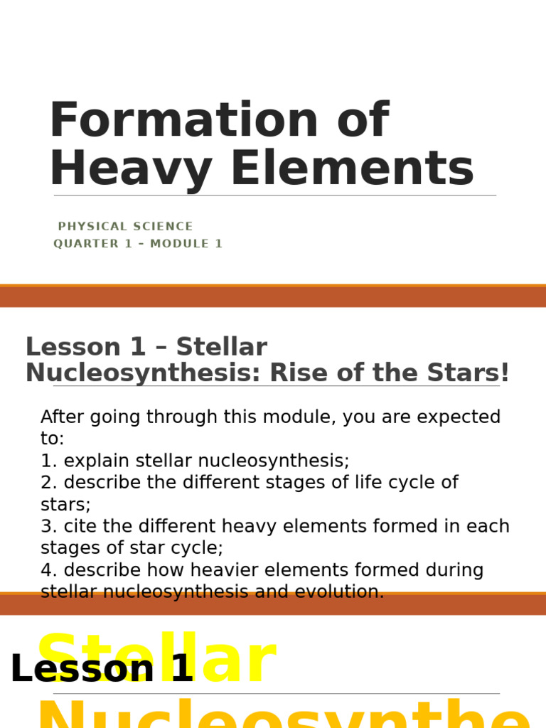 PS Stellar Nucleosynthesis | PDF | Chemical Elements | Nuclear Fusion