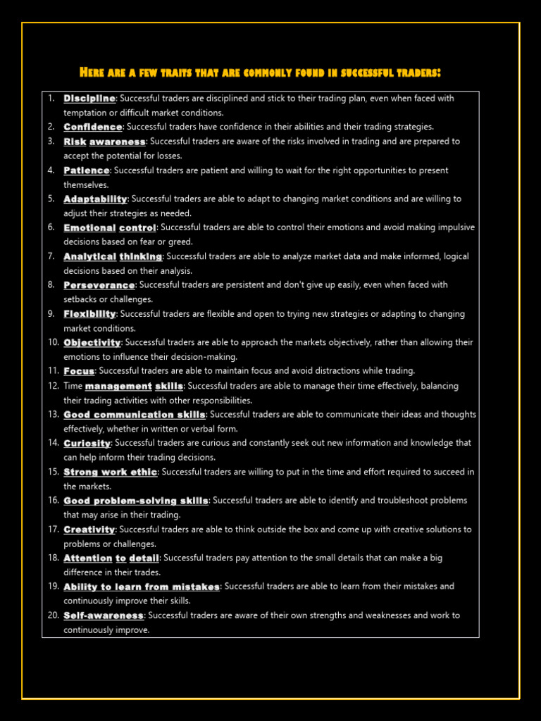 Traits of A Successful Traders | PDF | Emotions | Skill