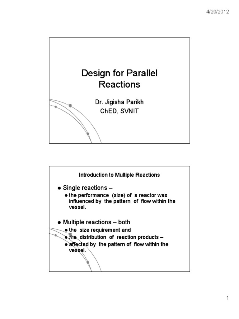 Design For Parallel Reactions (Compatibility Mode) | PDF | Chemical ...
