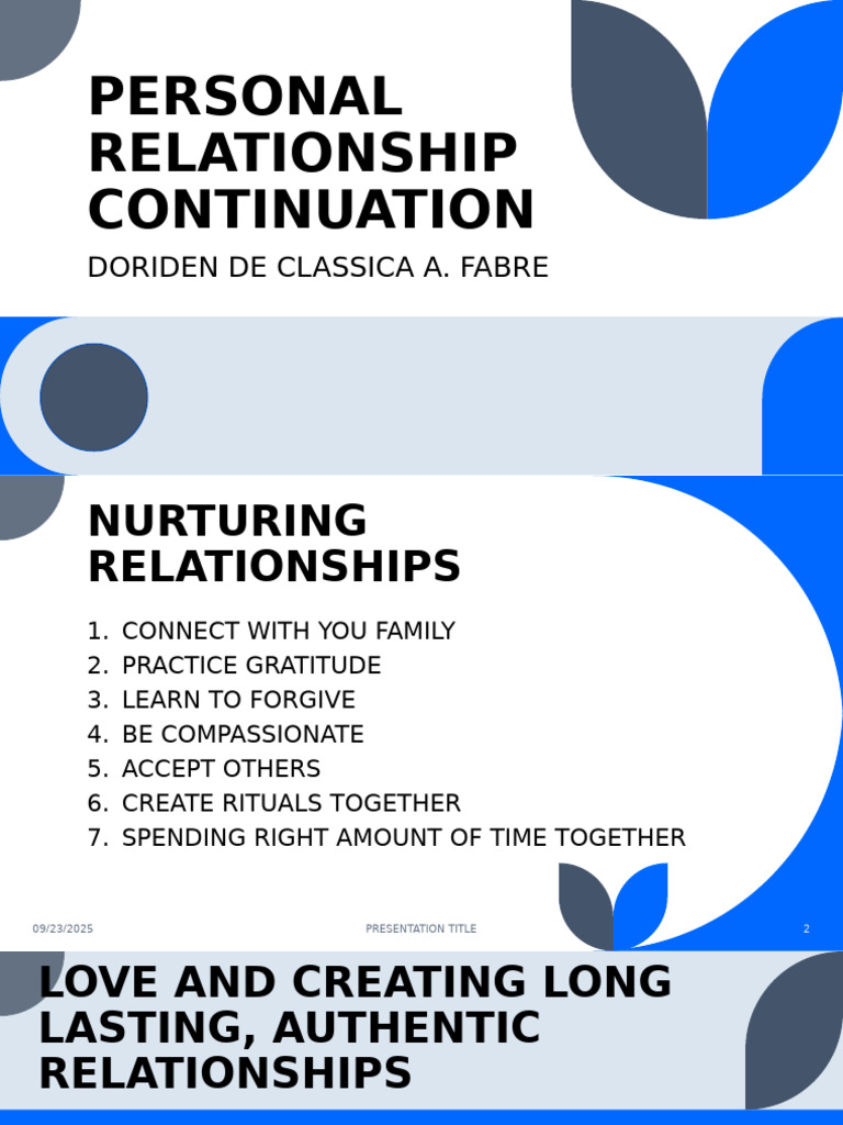 Personal Relationship Continuation | PDF
