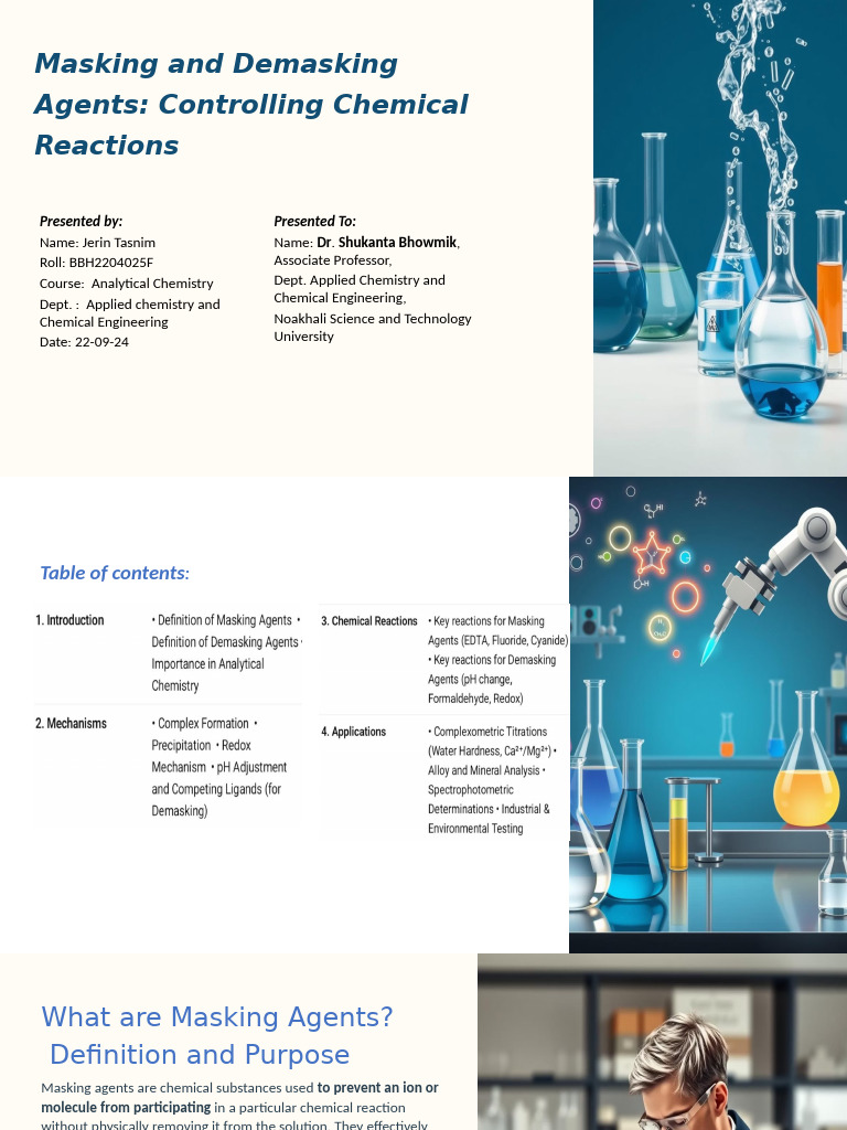 Masking and Demasking Agents Explained | PDF | Chemistry | Titration