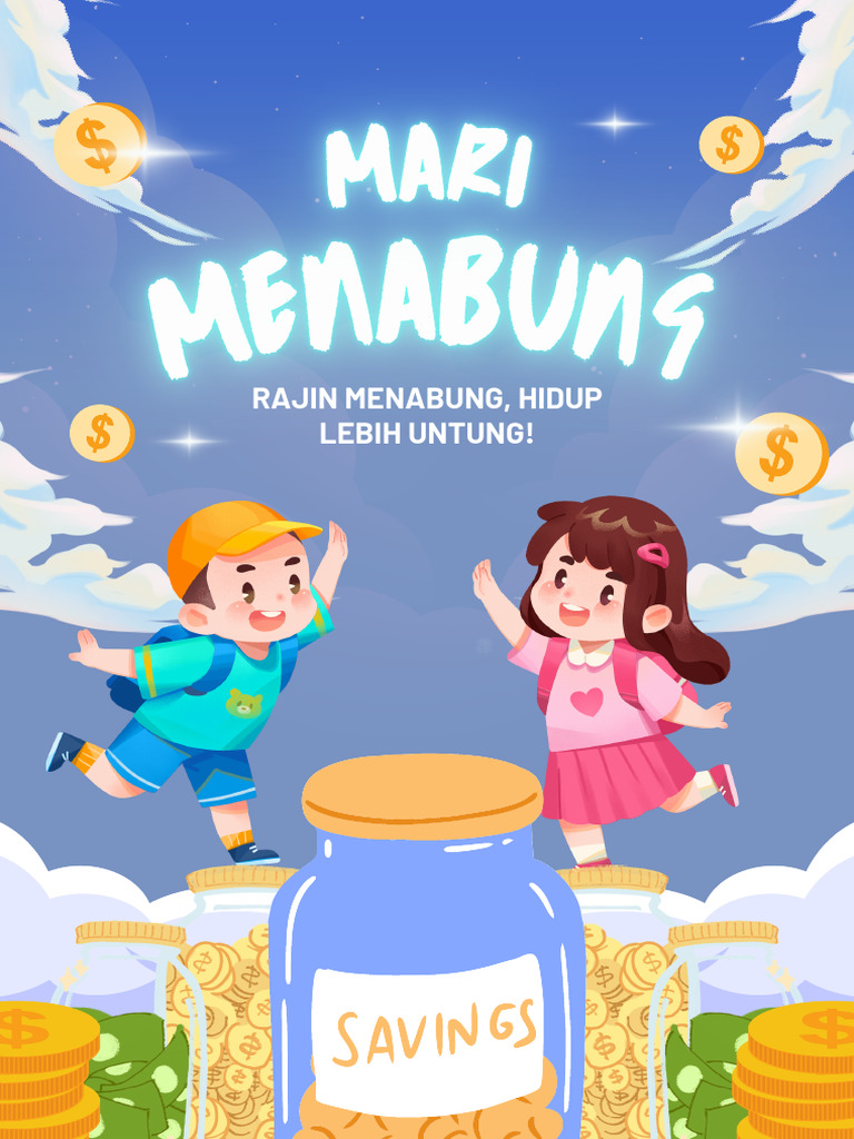 Biru Dan Oren Ilustrasi Ajakan Mari Menabung Poster | PDF