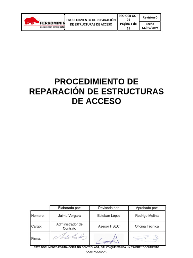 Pro-Tra-Qb-003 Reparacion de Estructuras de Acceso | PDF | Soldadura | Construcción