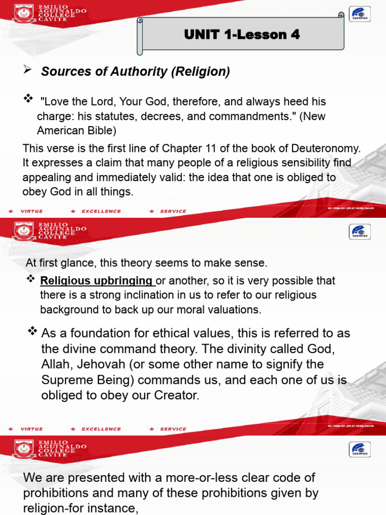 Sources of Authority (Religion) : UNIT 1-Lesson 4 | PDF | Monotheism ...