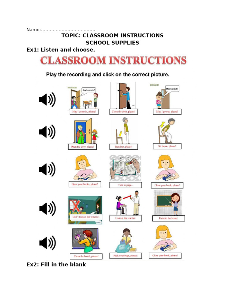 Classroom Instructions & School Things RV Day2 | PDF