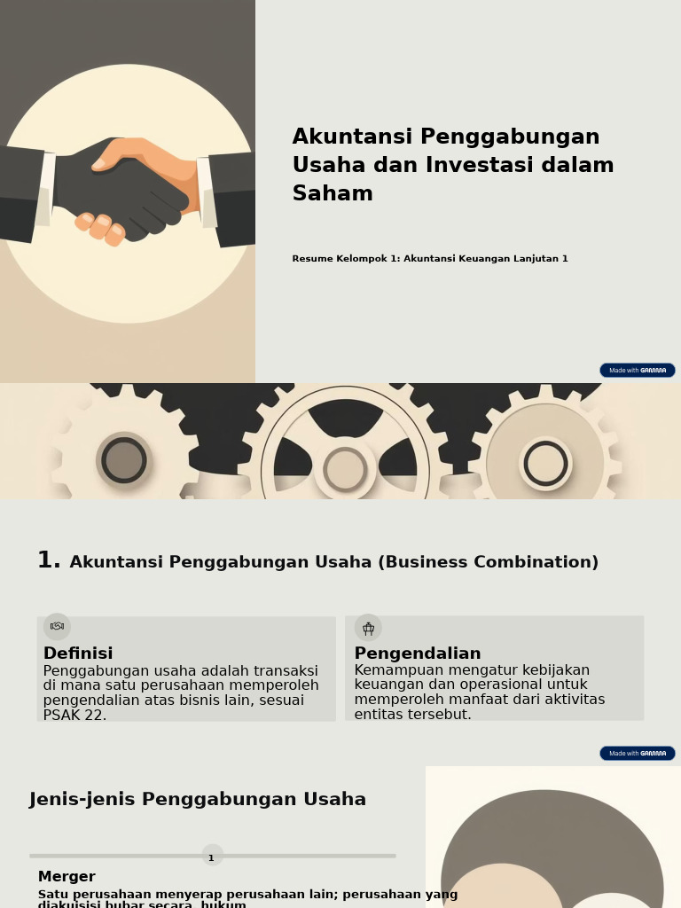 Akuntansi Penggabungan Usaha Dan Investasi Dalam Saham | PDF