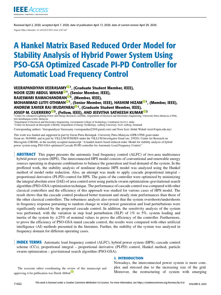 1 A Hankel Matrix Based Reduced Order Model For Stability Analysis of Hybrid Power System Using ...