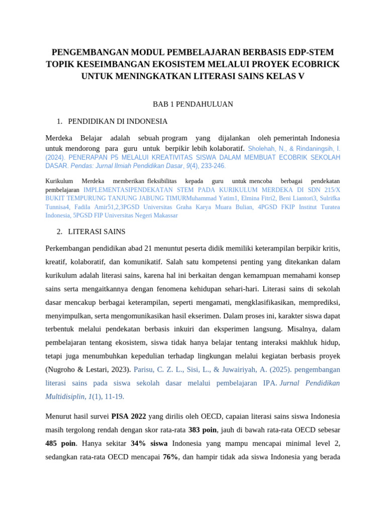 Modul EDP-STEM untuk Literasi Sains Kelas V | PDF