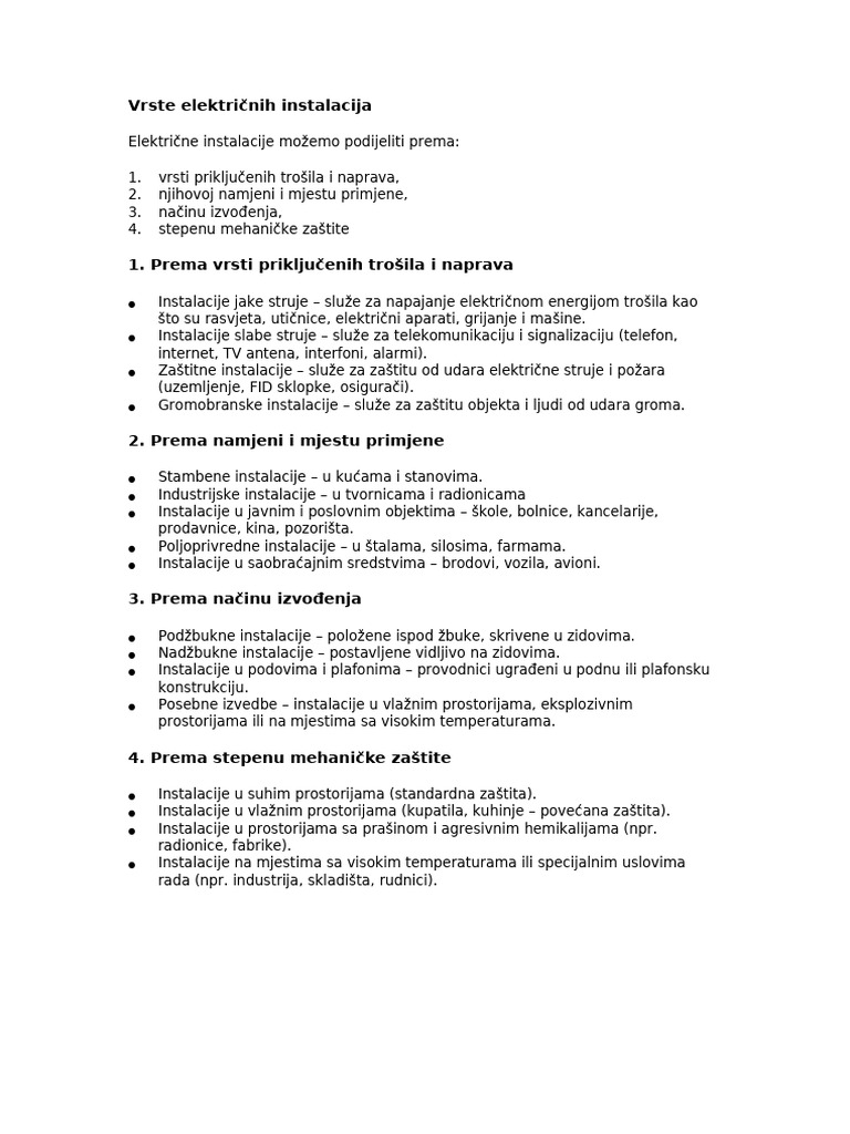 Vrste Električnih Instalacija | PDF