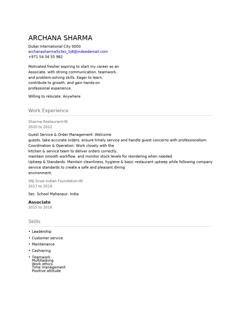 Resume Archana Sharma | PDF