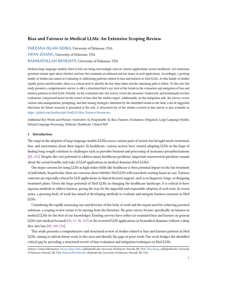 Bias and Fairness in Medical LLMs Review | PDF | Bias
