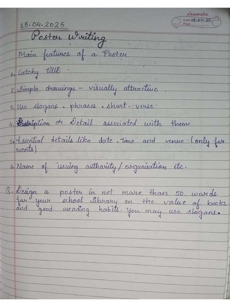 Class 11 Writing Skills-Poster and Advertisement | PDF