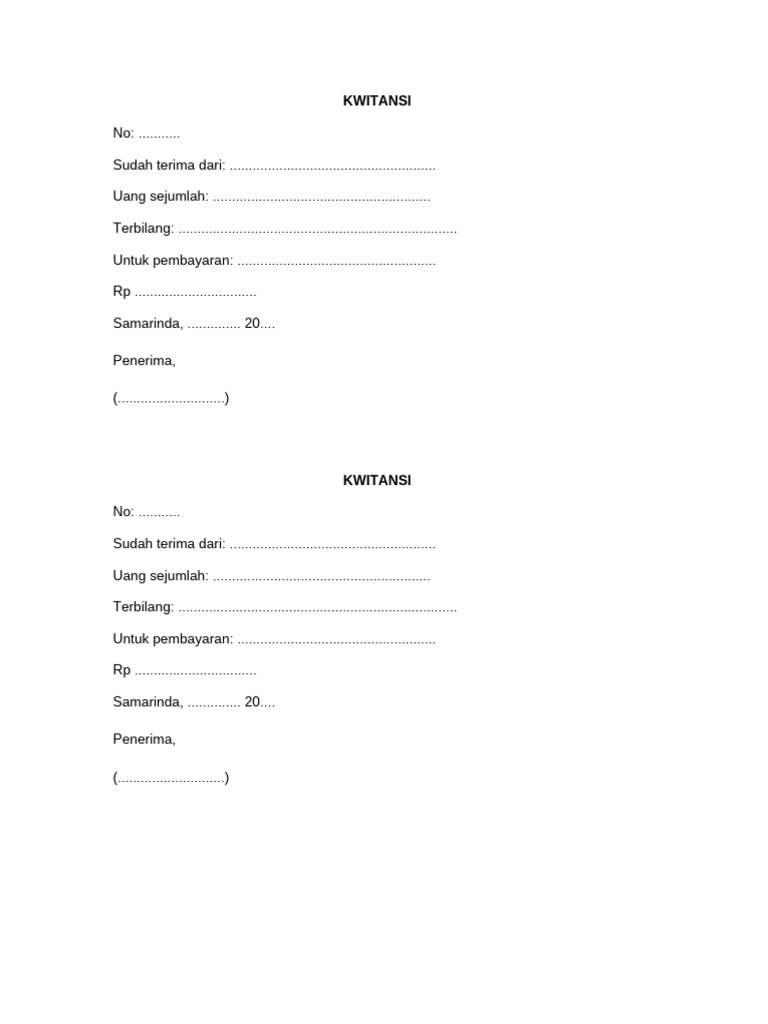 Contoh Format Kwitansi Pembayaran | PDF