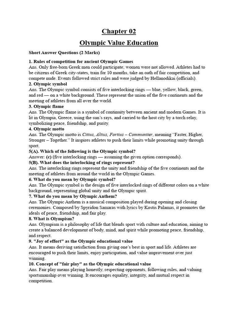 Objectives of the Modern Olympic Games | PDF | Olympic Games ...