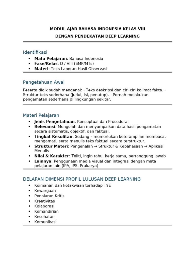 Bhs - Indonesia VIII Deep Learning 1 | PDF