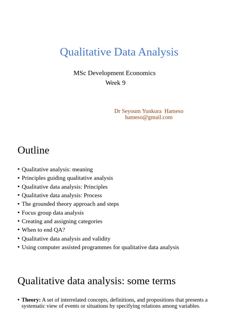 Week 9 Qualitative Data Analysis | PDF | Qualitative Research | Data Analysis
