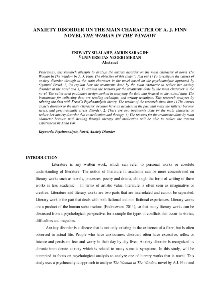 Anxiety Disorder On The Main Character o | PDF | Psychoanalysis | Anxiety