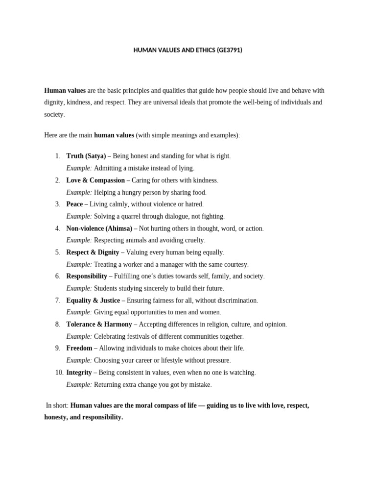 Human Values and Ethics | PDF | Justice | Crime & Violence