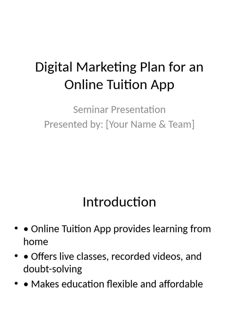 Digital Marketing Tuition App | PDF