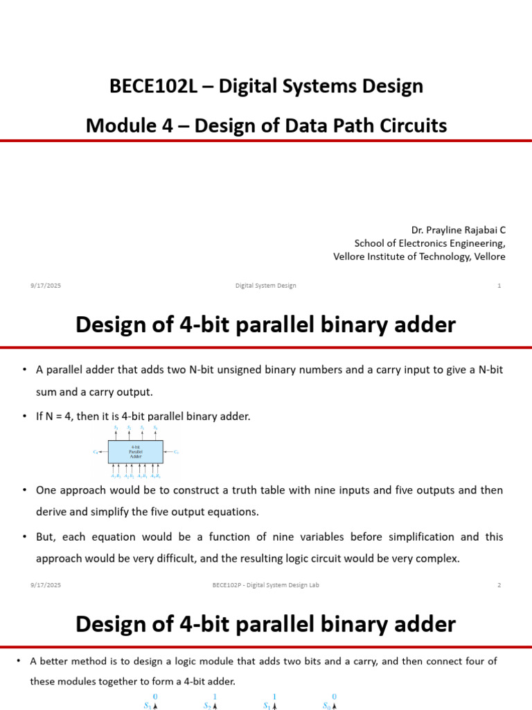 4-Bit Parallel Binary Adder Design | PDF | Applied Mathematics ...