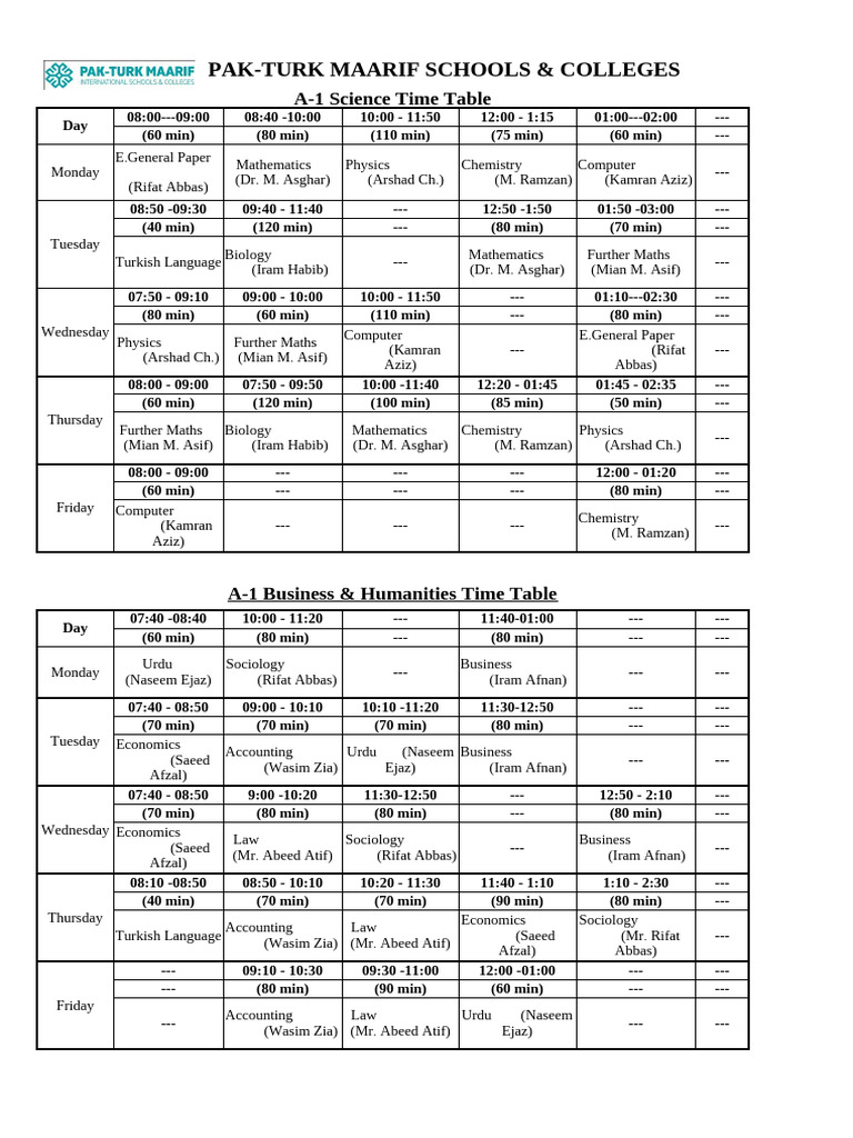 As Level Time Table 2025-26-3 | PDF | Science