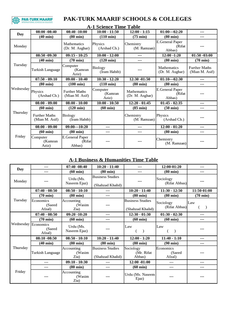 As Level Time Table 2025-26 (1) - 1 | PDF | Science