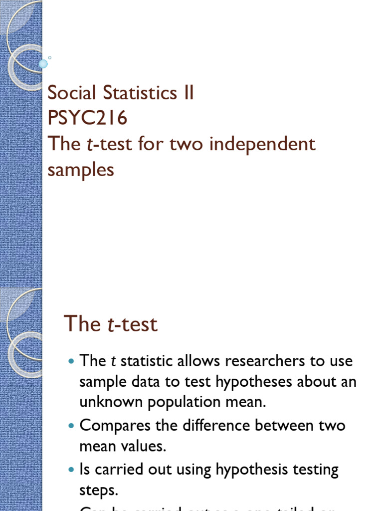 Independent Samples t-Test Explained | PDF | Student's T Test ...