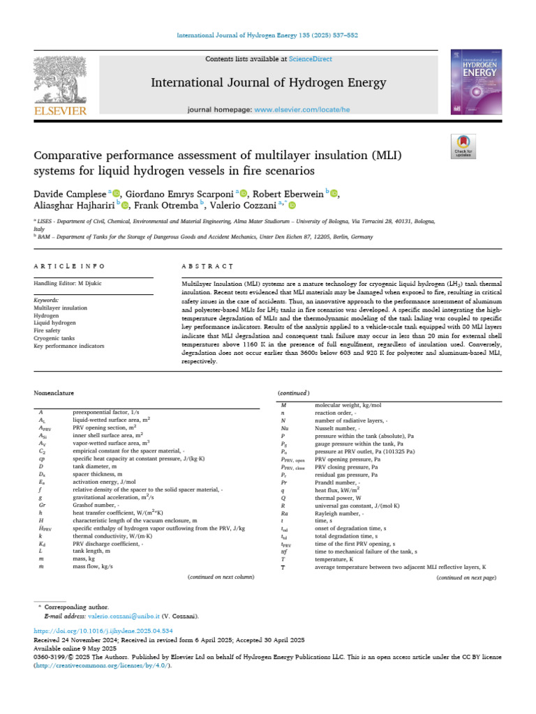 Camplese - Comparative Performance Assessment of MultiLayer Insulation (MLI) Systems For Liquid ...