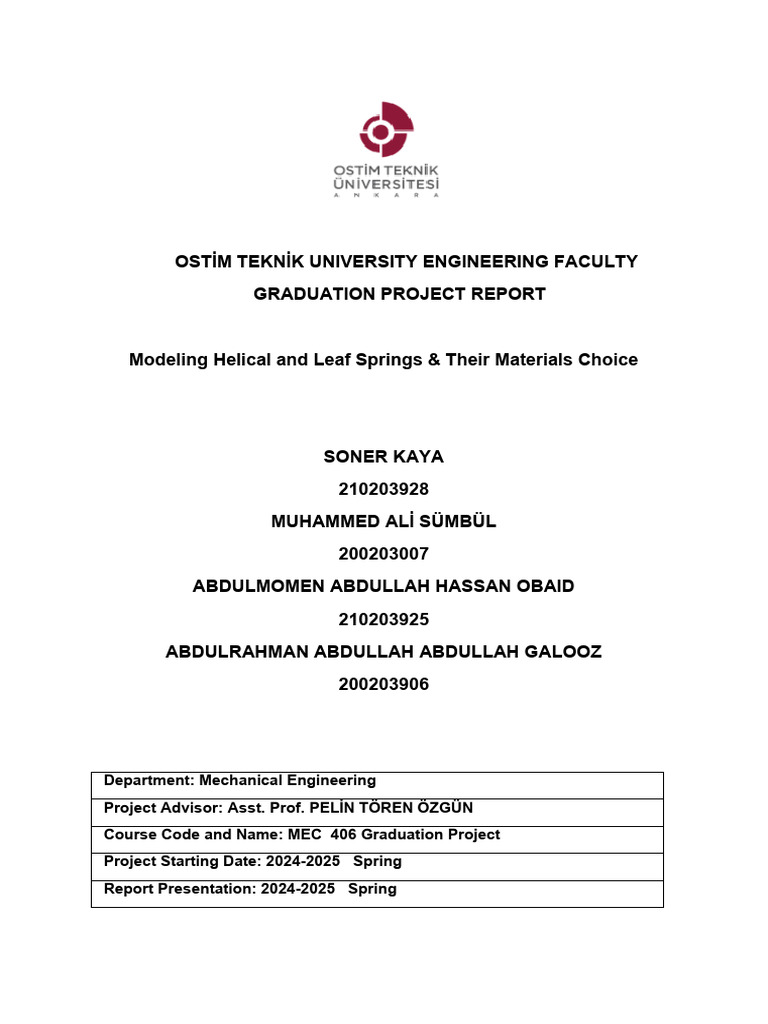 GRADUATION PROJECT REPORT Final | PDF