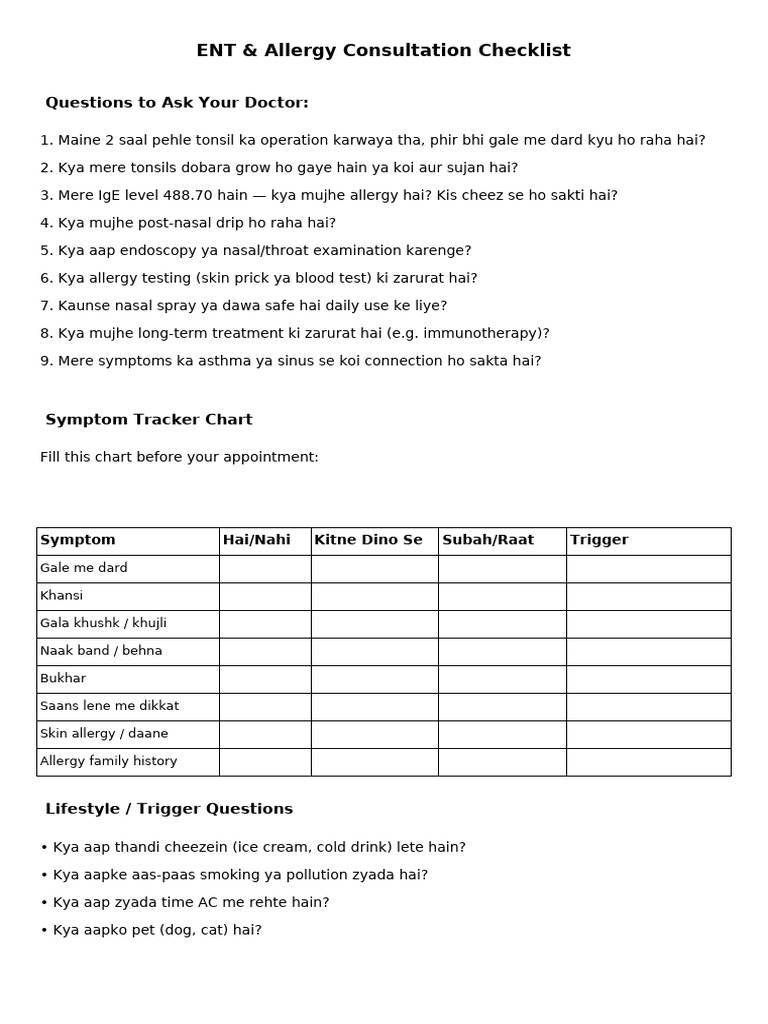 ENT & Allergy Consultation Guide | PDF