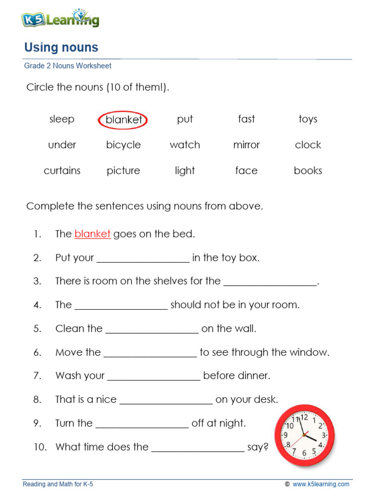 Grammar Worksheet Grade 2 Nouns 0 | PDF