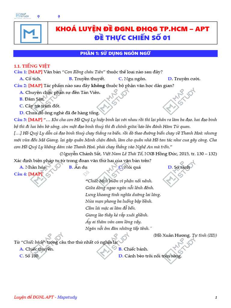 10 Đề V-ACT MAP | PDF