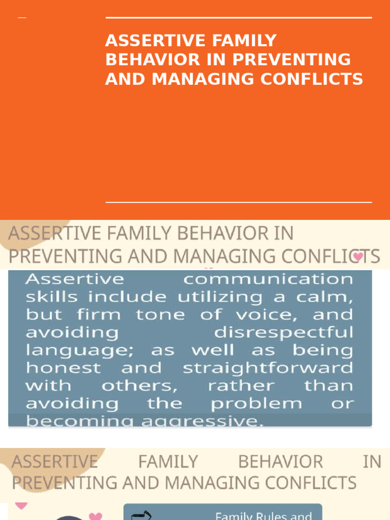Assertive Family Behavior in Preventing and Managing Conflicts Lesson 2 q2 Gr7 | PDF