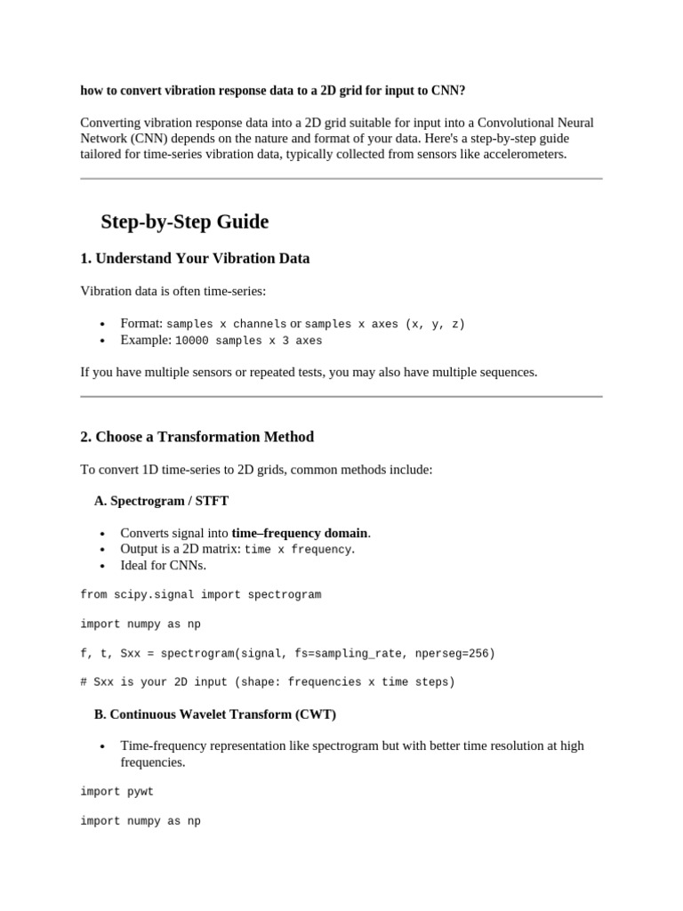 Convert Vibration Data to 2D Grid for CNN | PDF | Wavelet | Signal ...