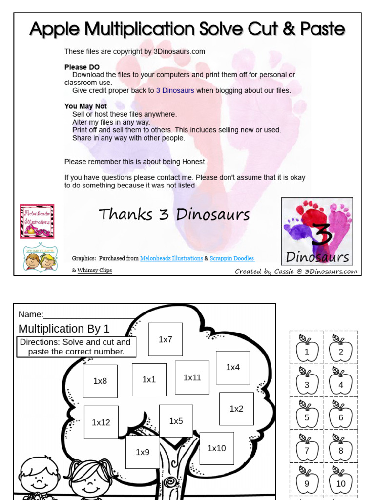 Apple Multiplication Cut Paste | PDF