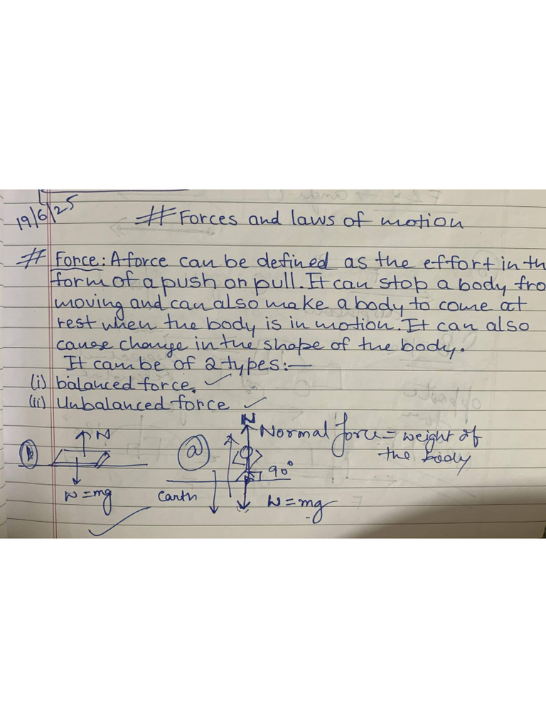 Force and Laws of Motion - Notes | PDF