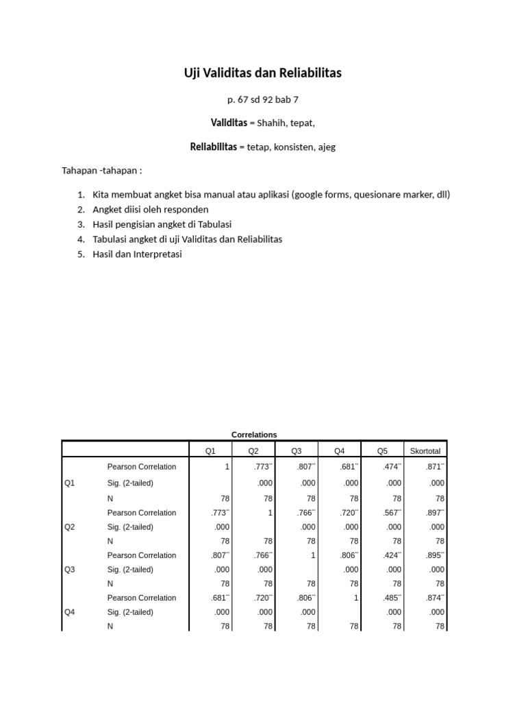Uji Validitas dan Reliabilitas Instrumen | PDF