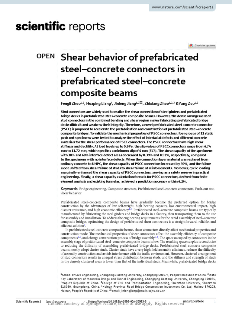 Shear Behavior of Prefabricated Steel-Concrete Con | PDF | Strength Of ...