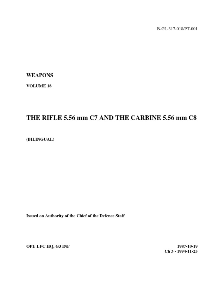 B-GL-385-001 The Rifle 5.56mm C7 and The Carbine 5.56mm C8 | PDF | Trigger (Firearms) | Ammunition